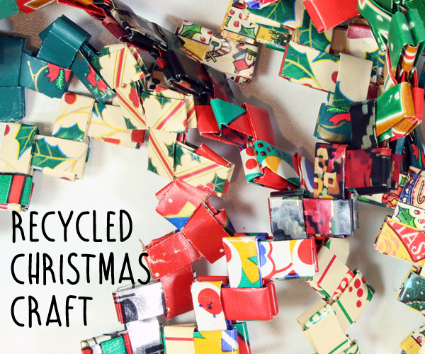 Christmas Paper Chain Using Recycled Wrapping Paper – LyndaCreates
