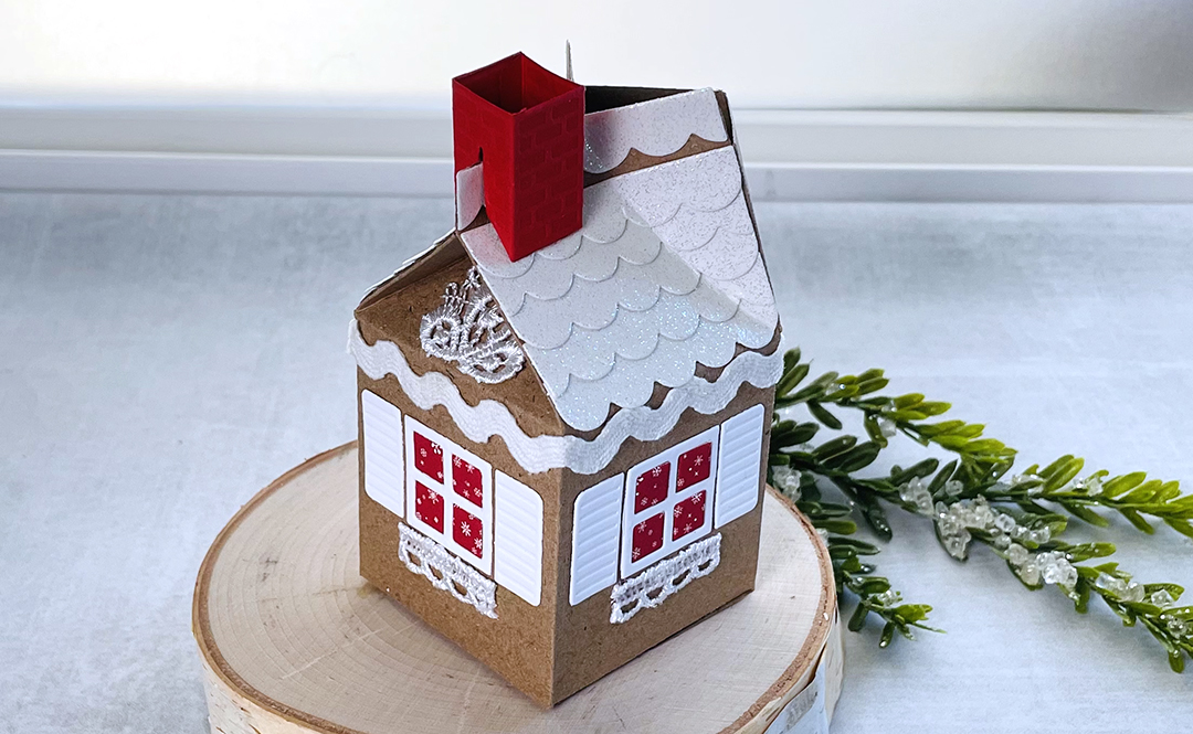 Make this sweet gingerbread milk carton house box – LyndaCreates