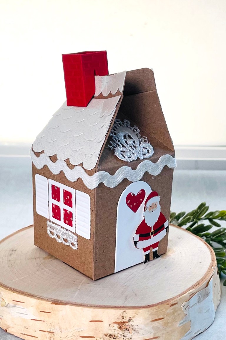 Make this sweet gingerbread milk carton house box – LyndaCreates