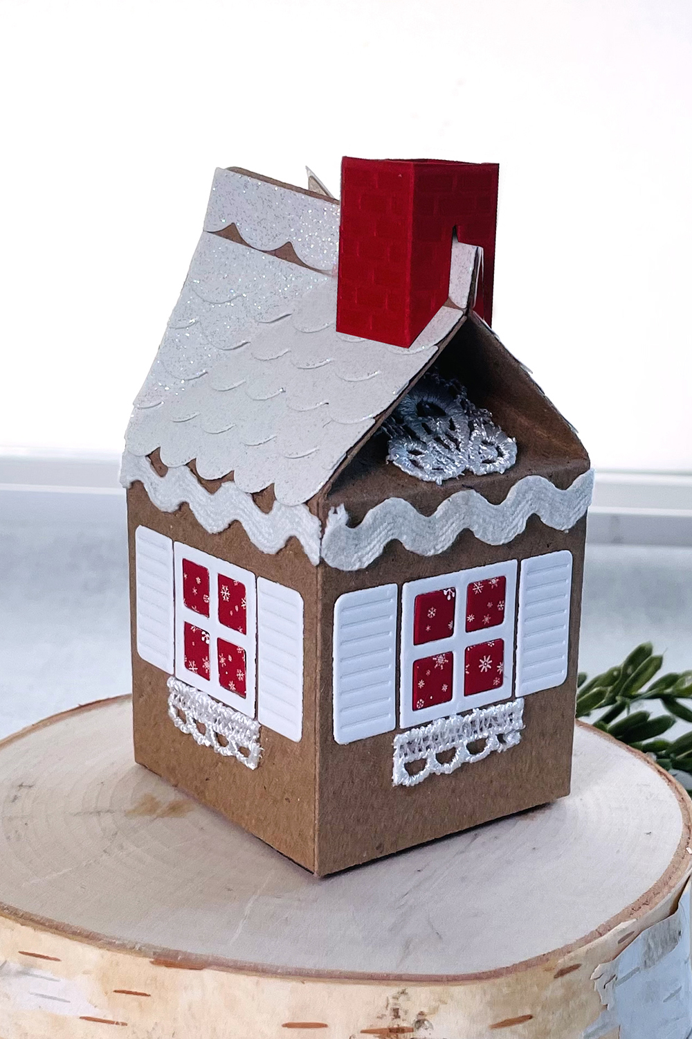 Make this sweet gingerbread milk carton house box – LyndaCreates