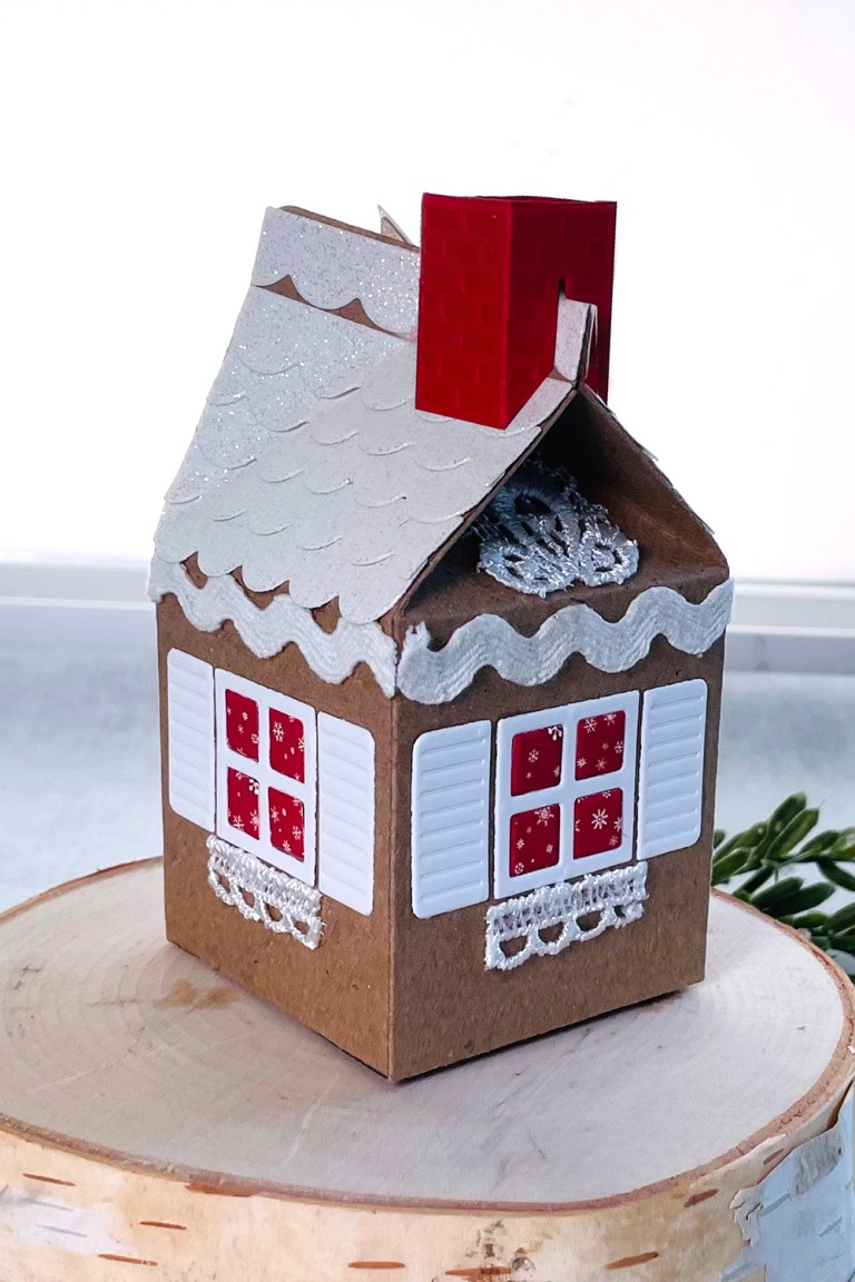 Make this sweet gingerbread milk carton house box – LyndaCreates