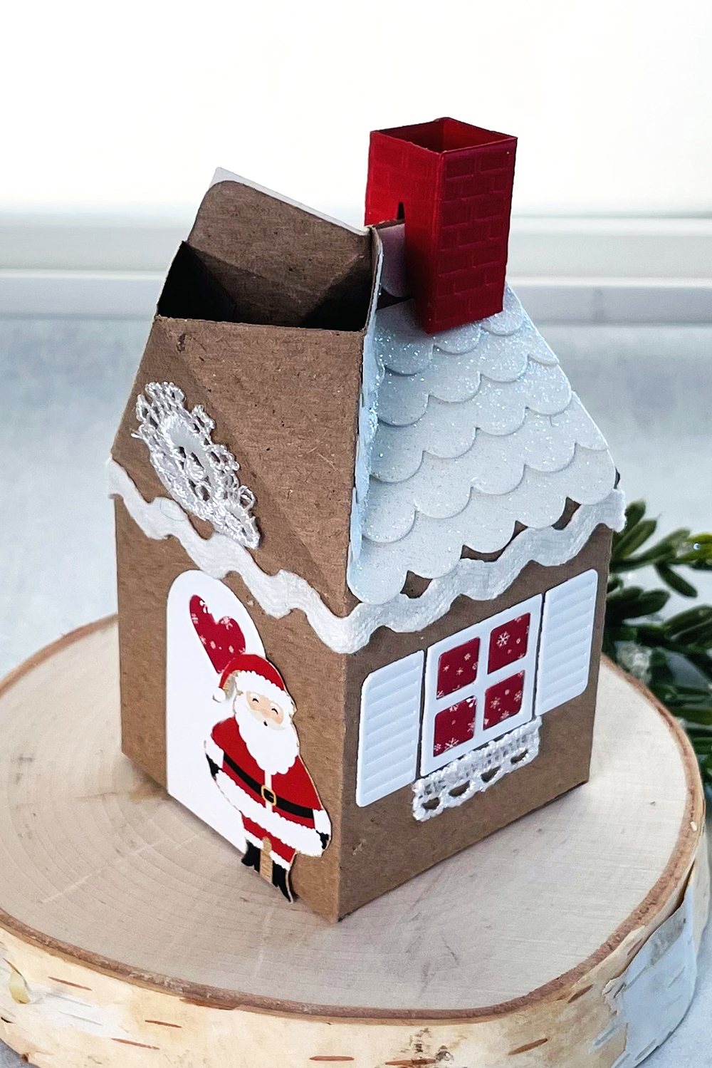 Make this sweet gingerbread milk carton house box – LyndaCreates