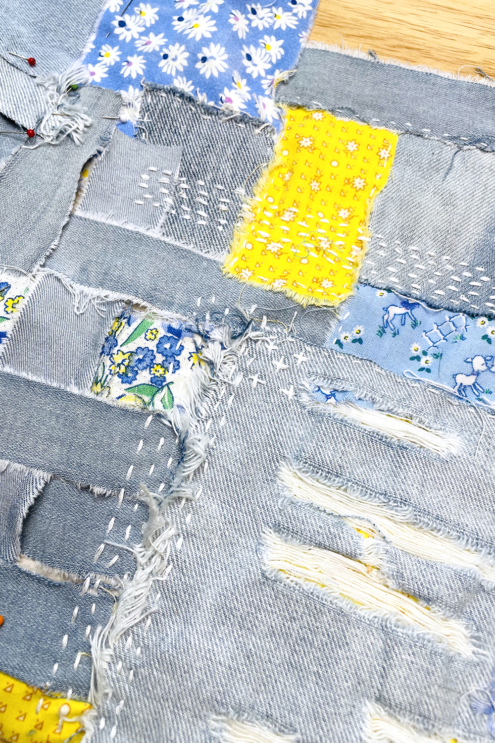 Part 1 – Combining Thrifted Denim and Fabrics to Create a Slow Stitched ...