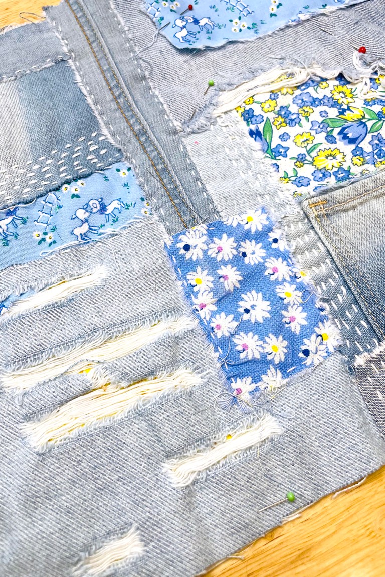 Part 1 – Combining Thrifted Denim and Fabrics to Create a Slow Stitched ...